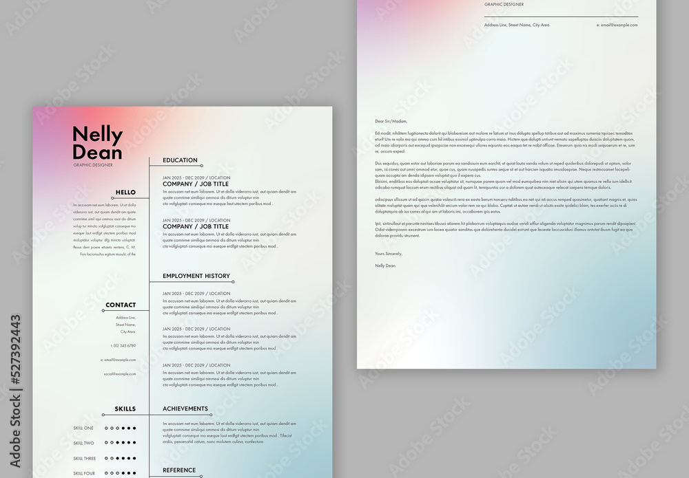 Gradient Resume Layout Design Stock Template | Adobe Stock
