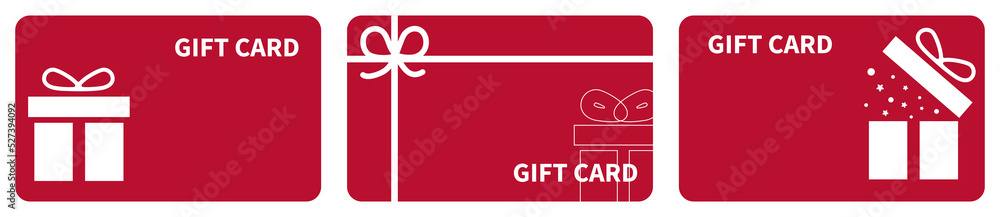 Set of red gift card icons. Shopping gift cards. Vector illustration ...