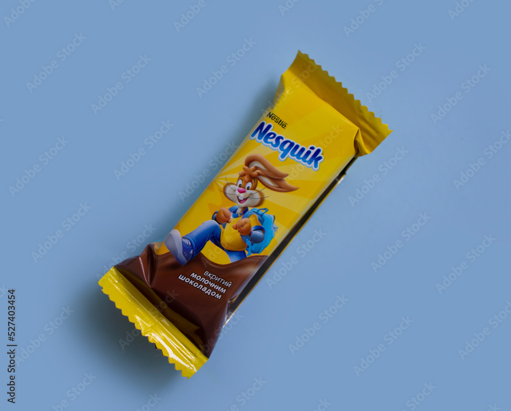 September 31, 2022 Ukraine city Kyiv Nesquik chocolate bar from Nestle ...