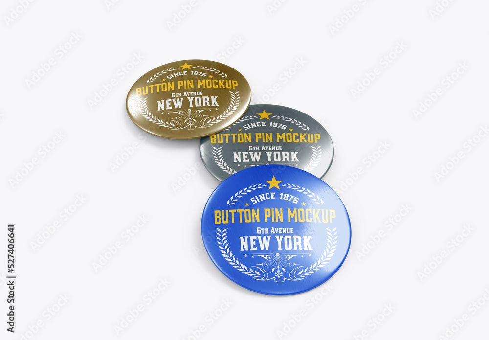 Metallic Button Pins Mockup Stock Template | Adobe Stock