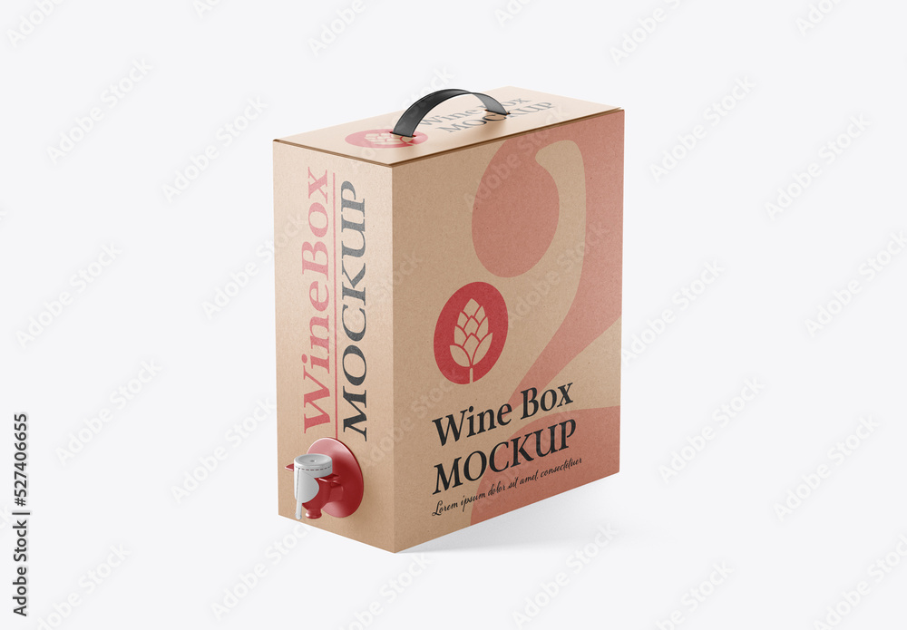 Wine Carton Box with Dispenser Mockup Stock Template | Adobe Stock