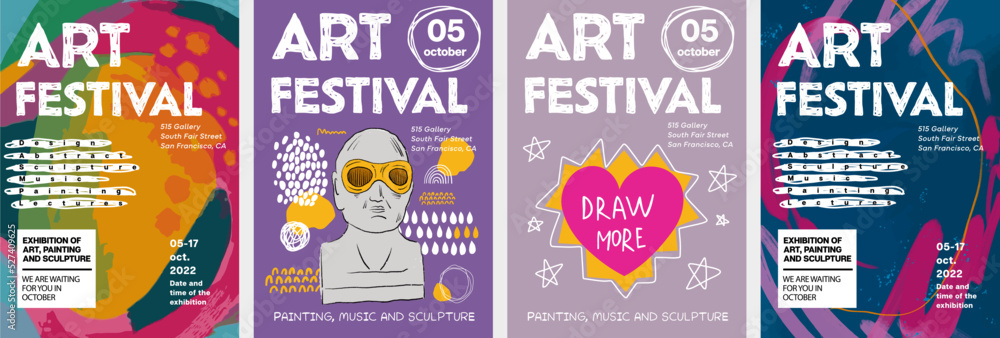 Art posters for festival or an exhibition of painting, culture ...