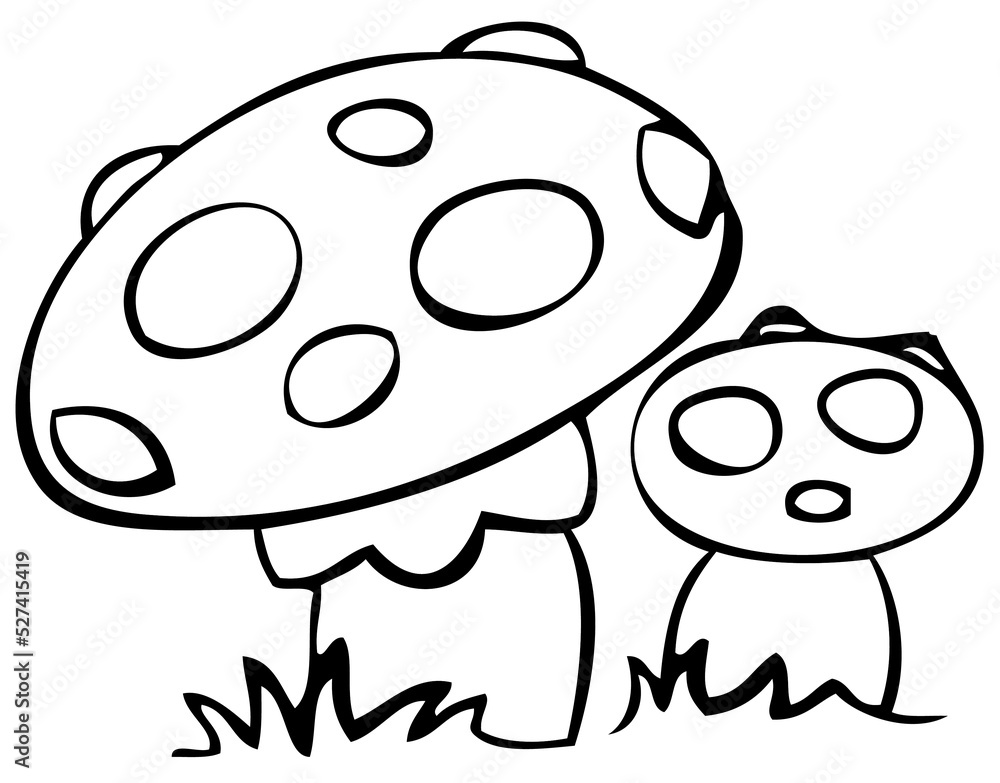 Mushroom toadstool. Element for coloring page. Cartoon style. Stock ...