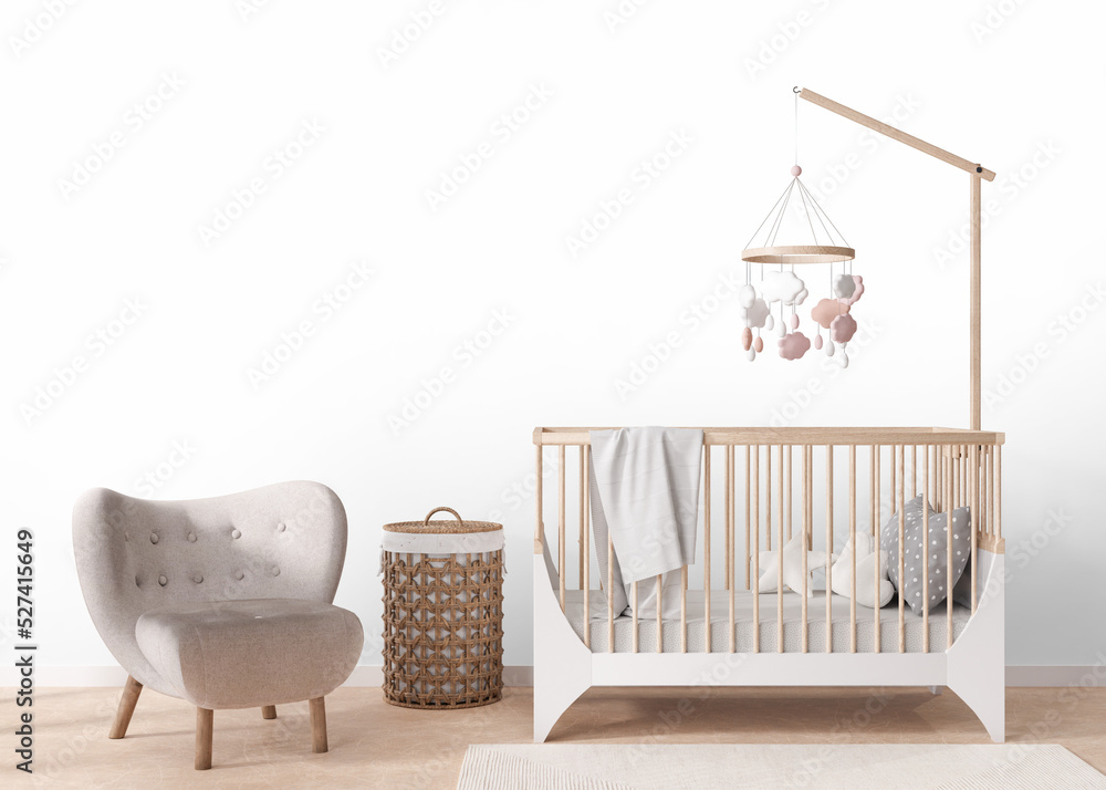 Kids room wall mock up with transparent background. Simple to put your ...