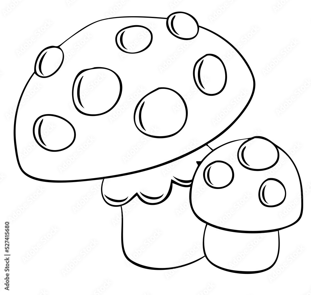 Mushroom toadstool. Element for coloring page. Cartoon style. Stock ...