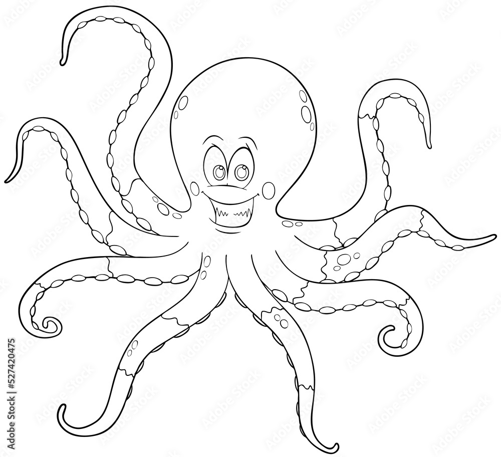 Octopus. Element for coloring page. Cartoon style. Stock Vector | Adobe ...