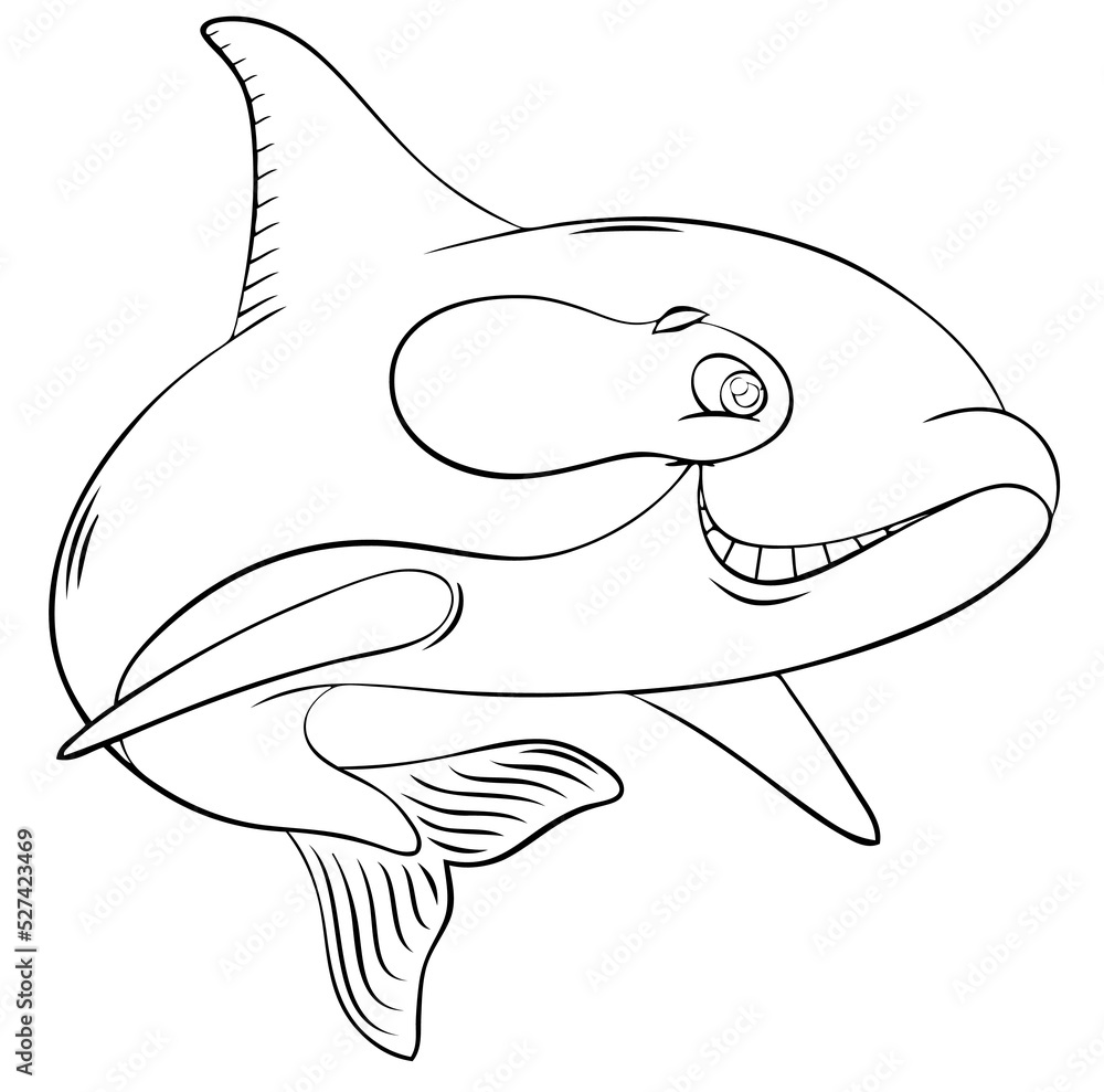 Orca. Element for coloring page. Cartoon style. Stock Vector | Adobe Stock