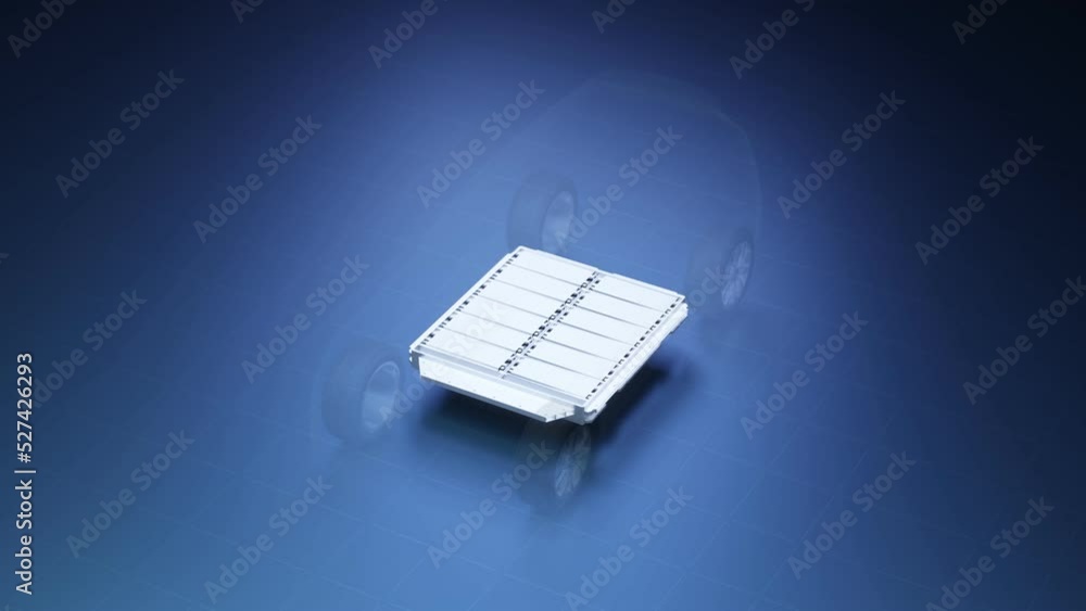 Transparent view inside electric vehicle with lithium ion battery ...