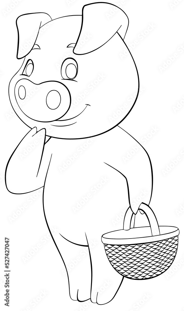 Pig. Element for coloring page. Cartoon style. Stock Vector | Adobe Stock