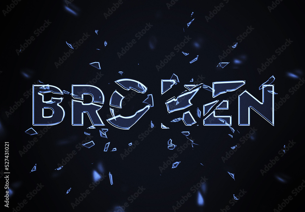 3D Broken Glass Text Effect Mockup Stock Template | Adobe Stock
