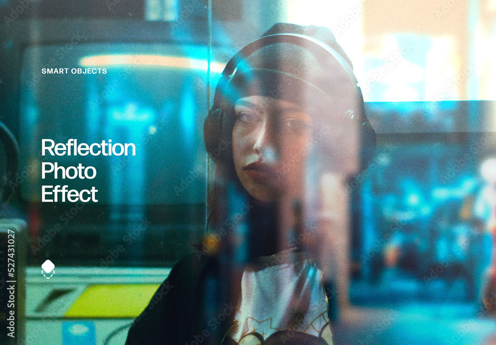 Glass Reflection Photo Effect Mockup Stock Template | Adobe Stock