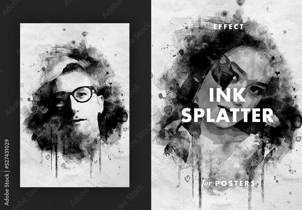 Ink Painting Poster Photo Effect Mockup Stock Template | Adobe Stock