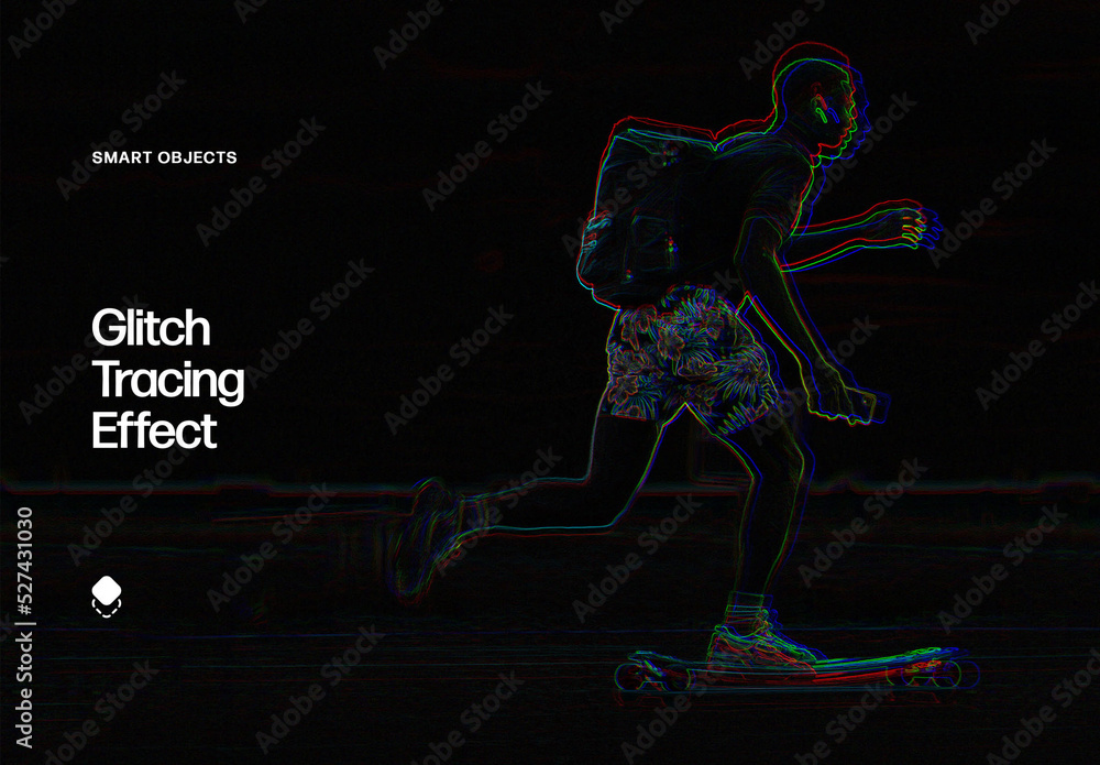 Negative Artwork Glitch Photo Effect Mockup Stock Template | Adobe Stock