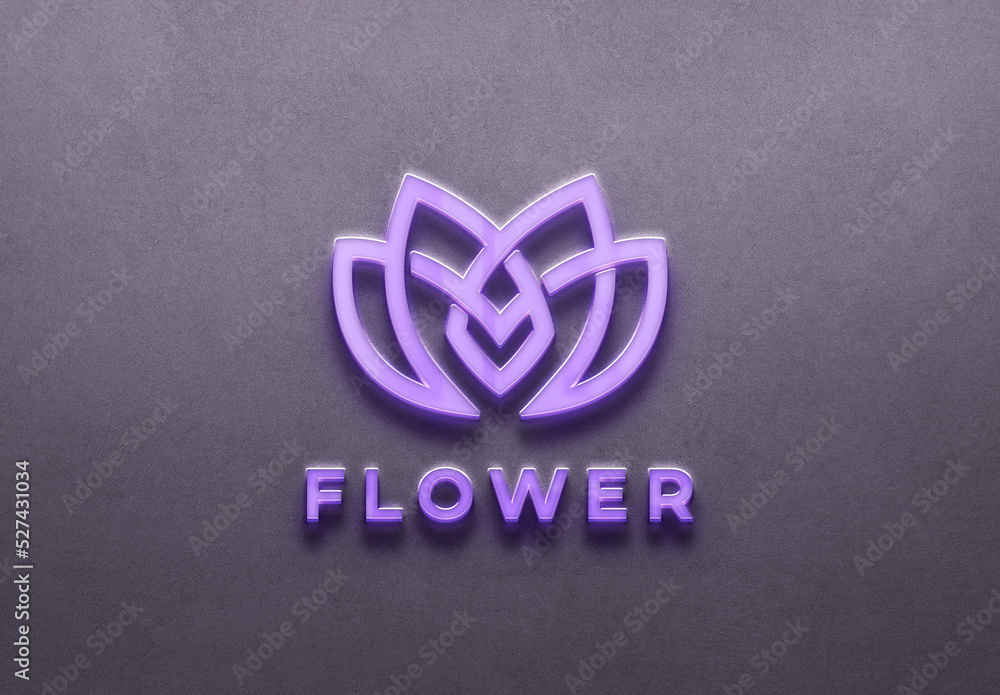 Purple Light Box Wall Sign Logo Mockup Stock Template | Adobe Stock