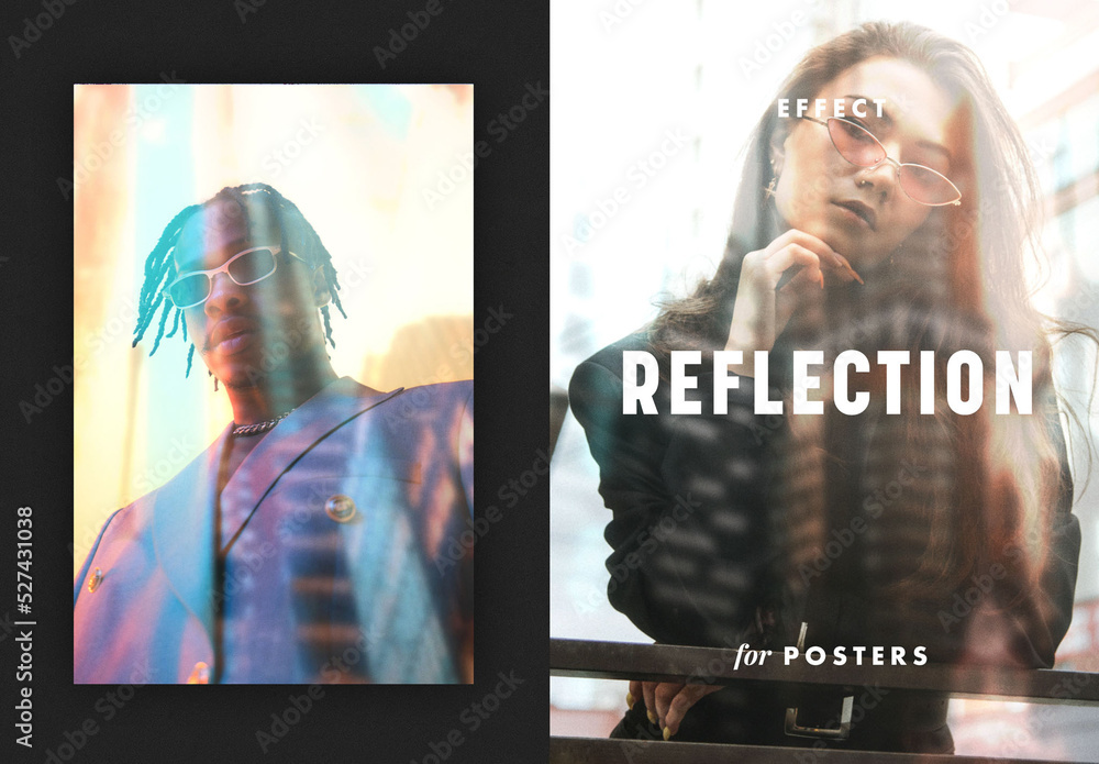 Glass Reflection Poster Photo Effect Mockup Stock Template | Adobe Stock