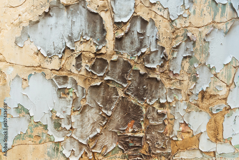 the texture of peeling paint in the house due to dampness. fallen off ...