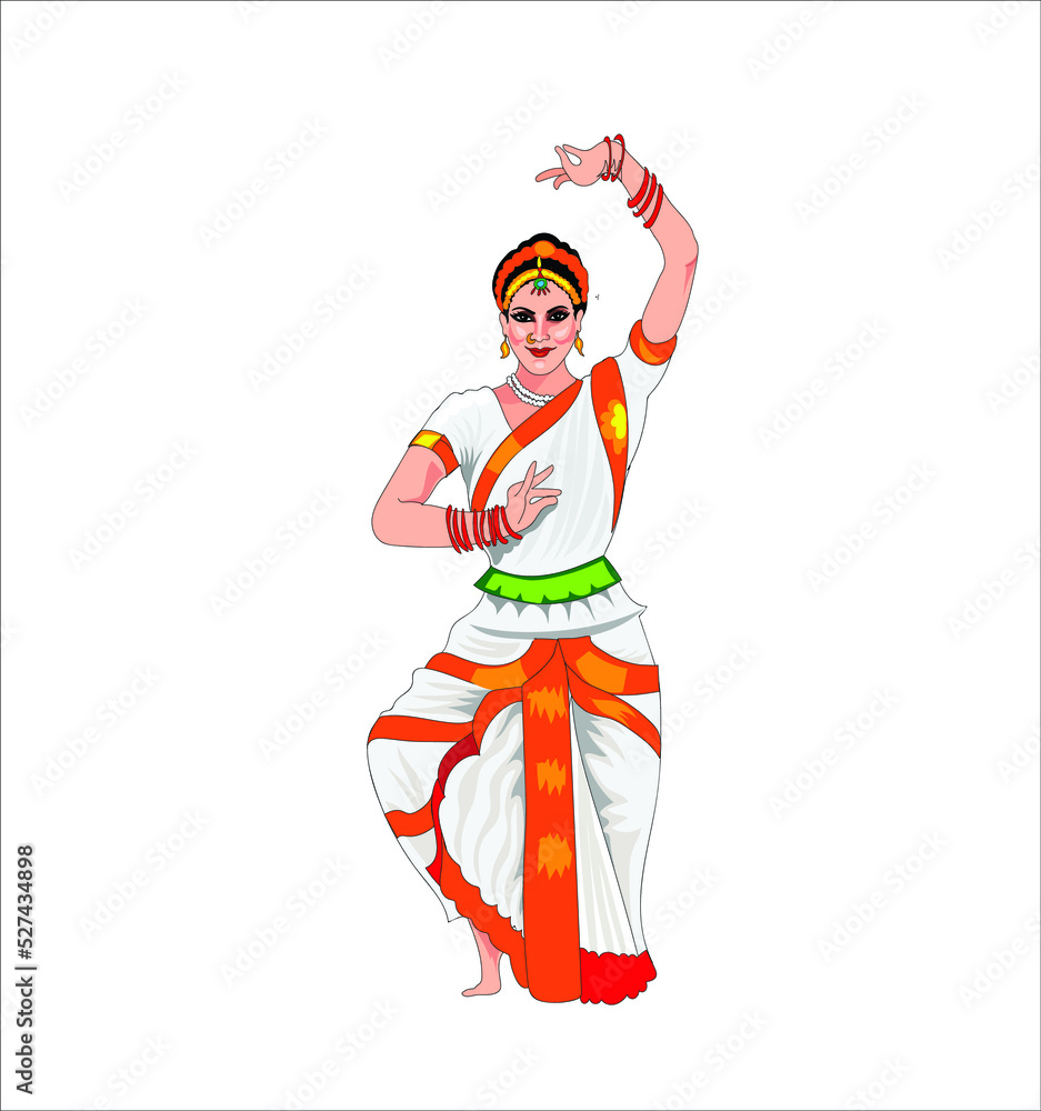 kathak dance vector illustration drawing Stock Vector | Adobe Stock