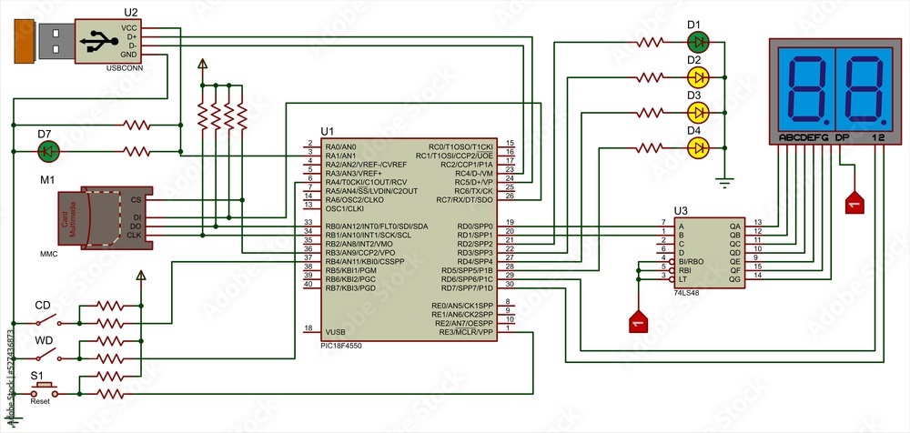The vector electrical schematic diagram of a digital usb information ...