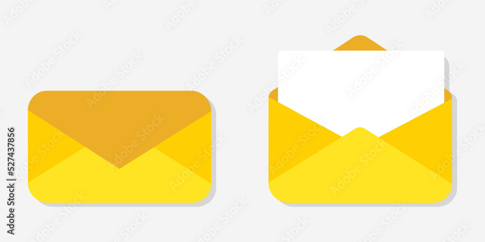 vector icon of an envelope with letter. Image open and close Yellow ...