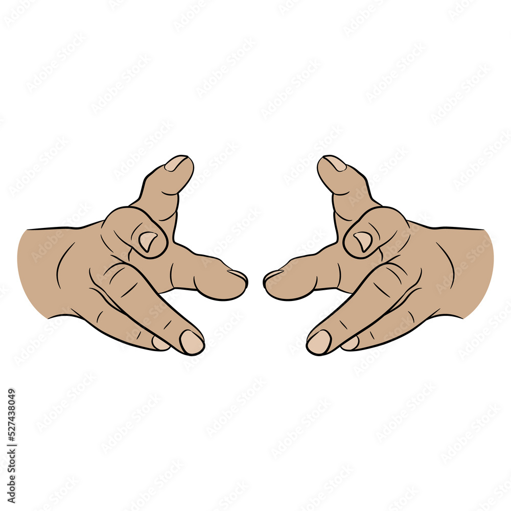 Two human hands with clenched fingers. Reaching forward gesture. Empty ...