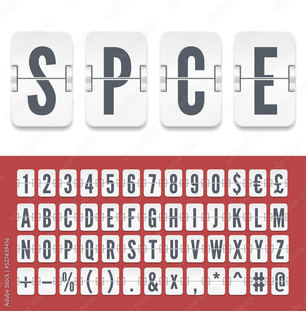White Retro airline flip board alphabet to display departure to open ...
