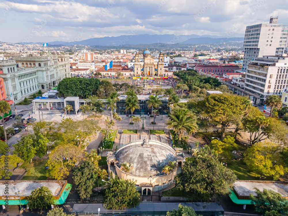 Beautiful aerial view of Guatemala City - Catedral Metropolitana de ...