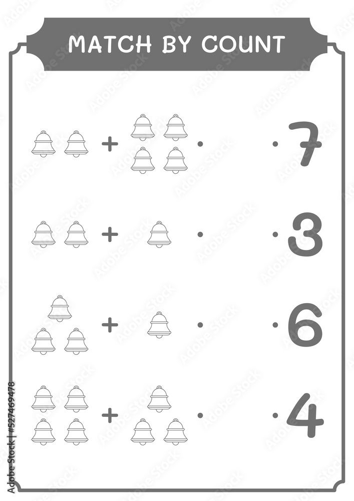 Match by count of Bell, game for children. Vector illustration ...
