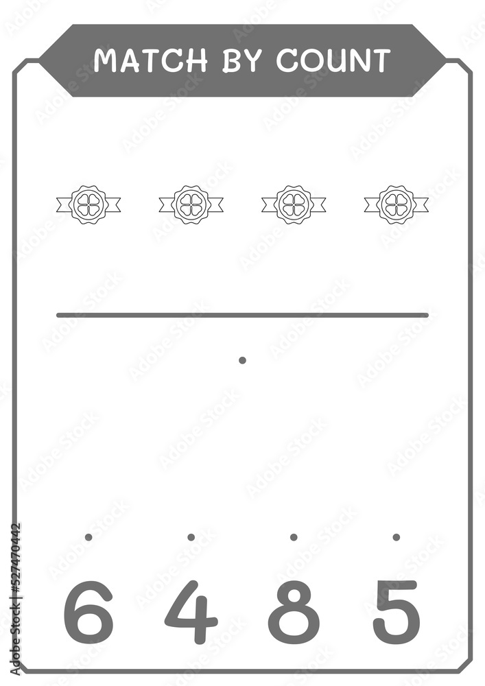 Match by count of Clover badge, game for children. Vector illustration ...