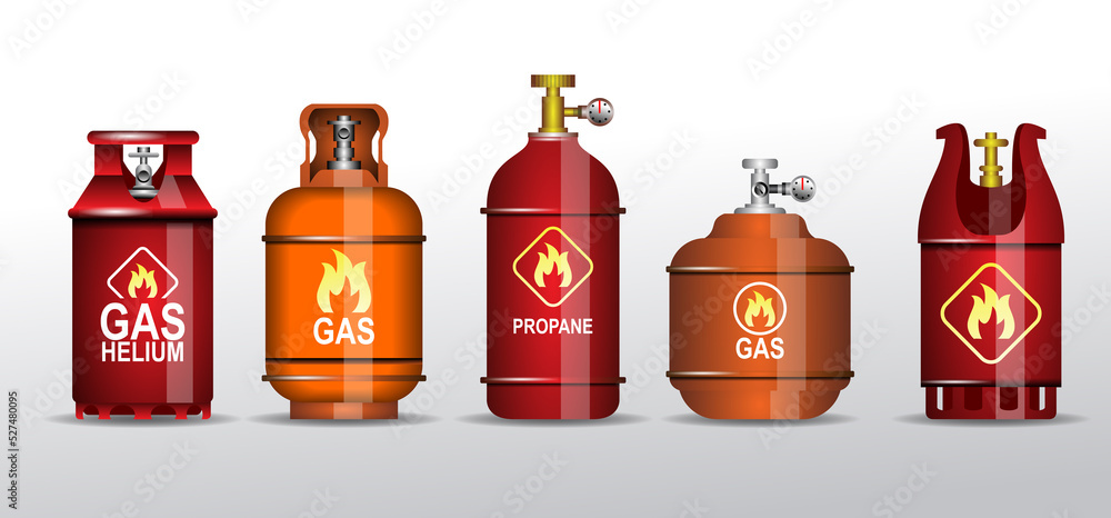gas and fuel storage oxygen tank set. flammable gas cylinder container ...
