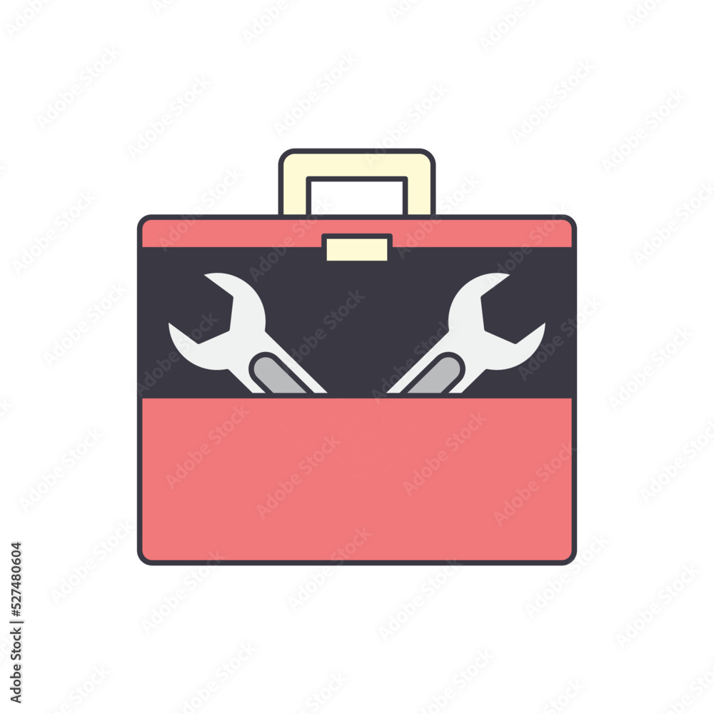 toolbox, tool box kit icon in color, isolated on white background Stock ...