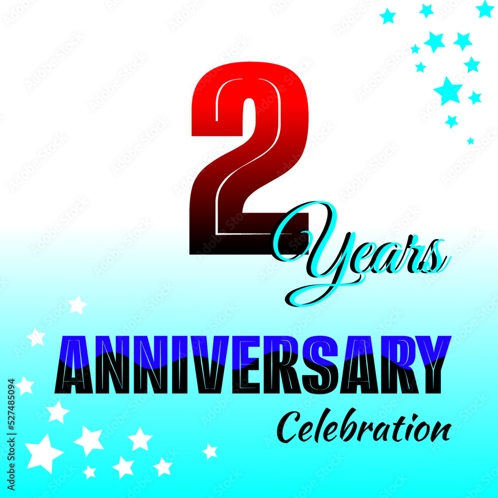 2nd birthday celebration background. Red gradient colored numbers and ...