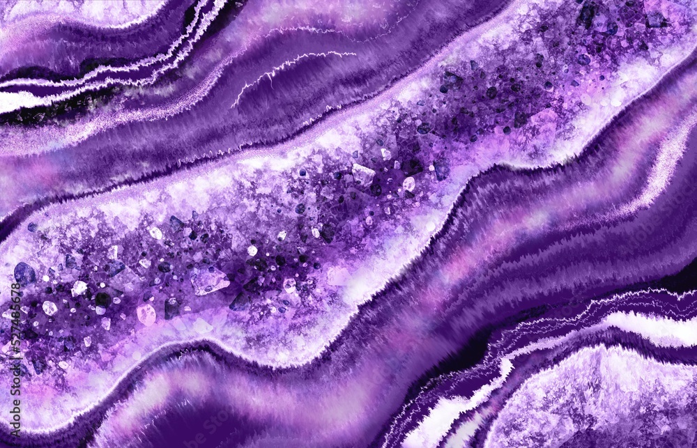 Violet Geode with crystals art with epoxy resin. Quartz slice geode ...