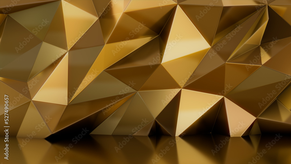 Gold 3D Angular Shaped Wall. Trendy Architectural Wallpaper. Stock ...