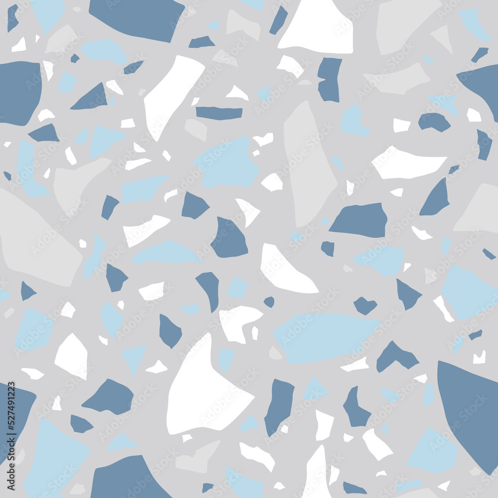 Terrazzo flooring, seamless pattern in pastel blue colors. Polished ...