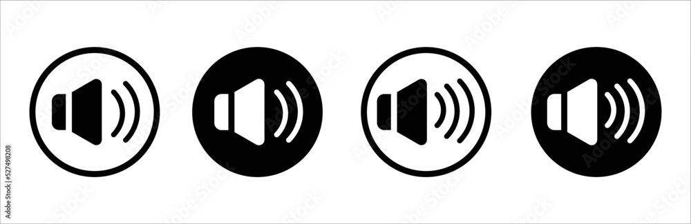 Speaker icon set. volume icon vector. loudspeaker icon vector. Mute and ...