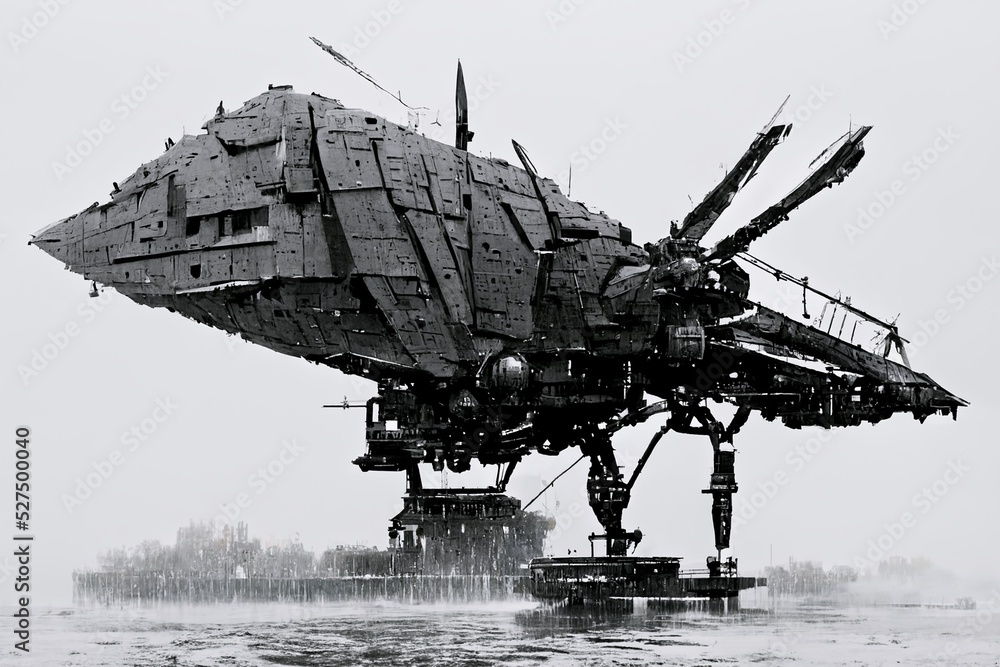 CG illustration of an imaginary mecha designed to look like an insect ...