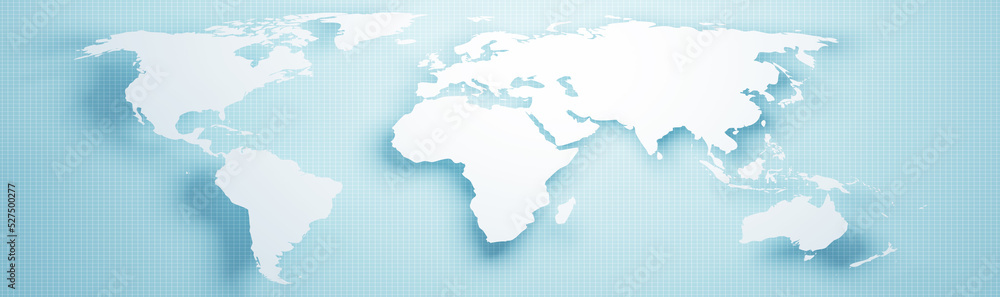 World map banner concept. Detailed flat map of continents. 3d rendering ...