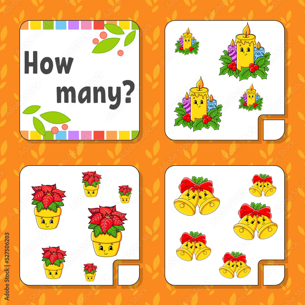 Counting game for children. Happy characters. Learning mathematics. How ...
