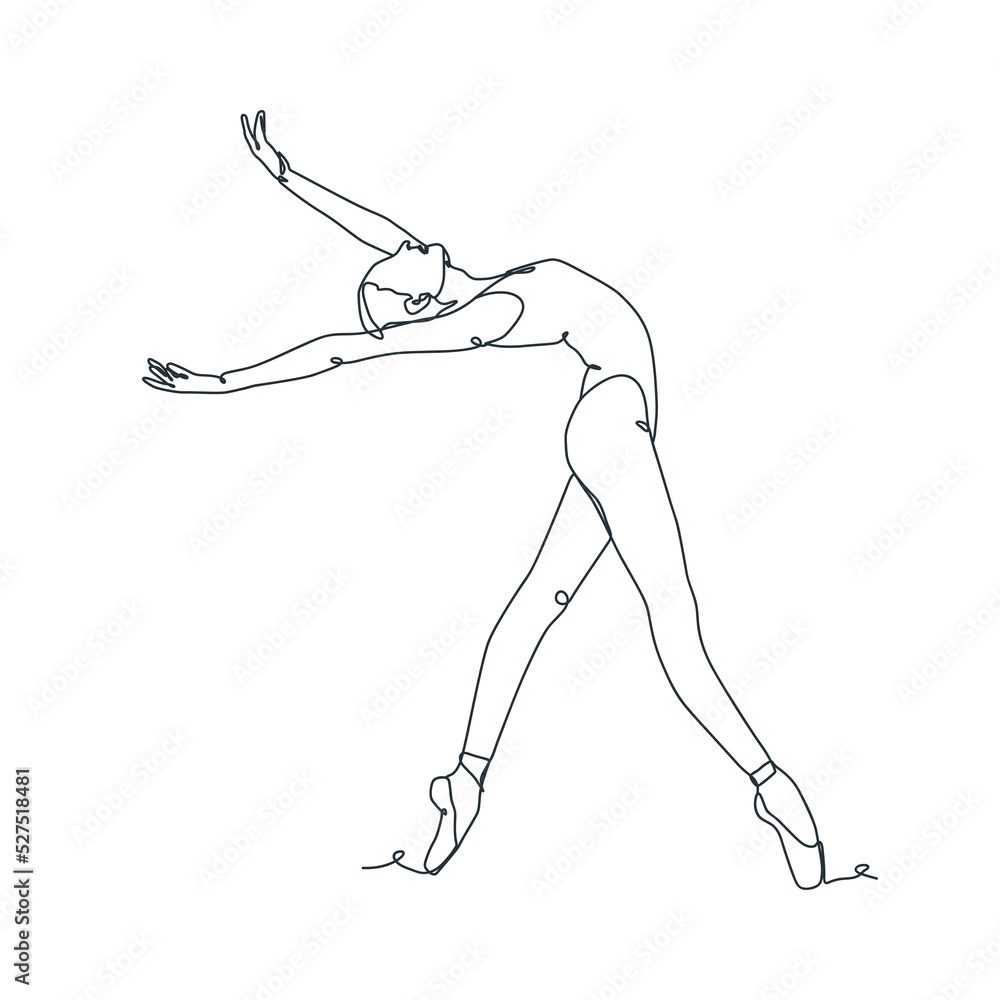 continuous line drawing illustration of ballet dancer Stock Vector ...