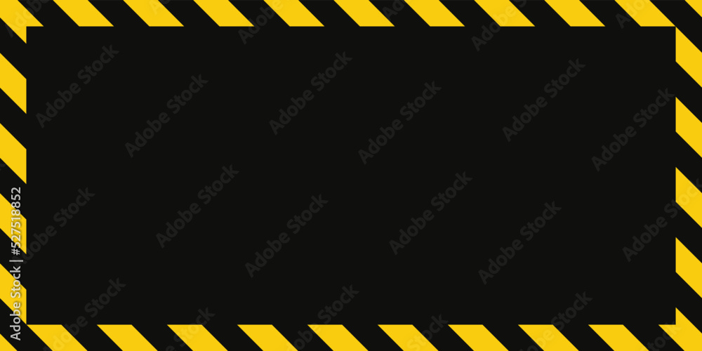Warning frame with yellow and black diagonal stripes. Rectangle warn ...
