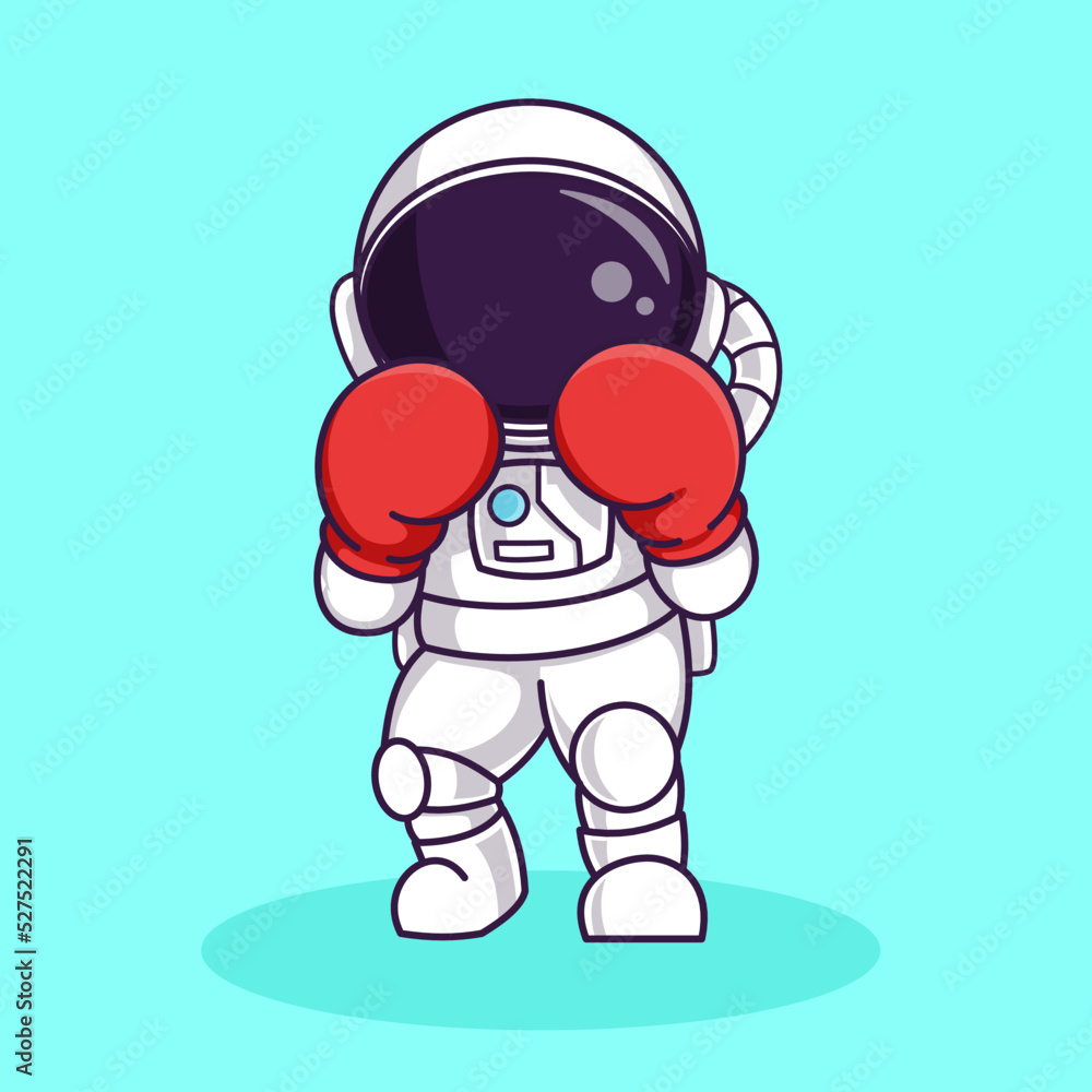 Cute Astronaut play boxing Cartoon Illustration Vector file. Isolated ...