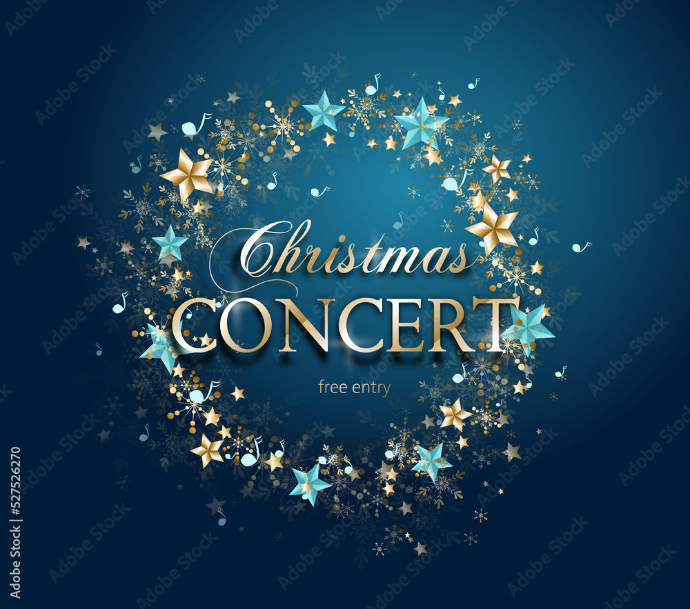 Christmas concert background with shiny circle and notes Stock ...