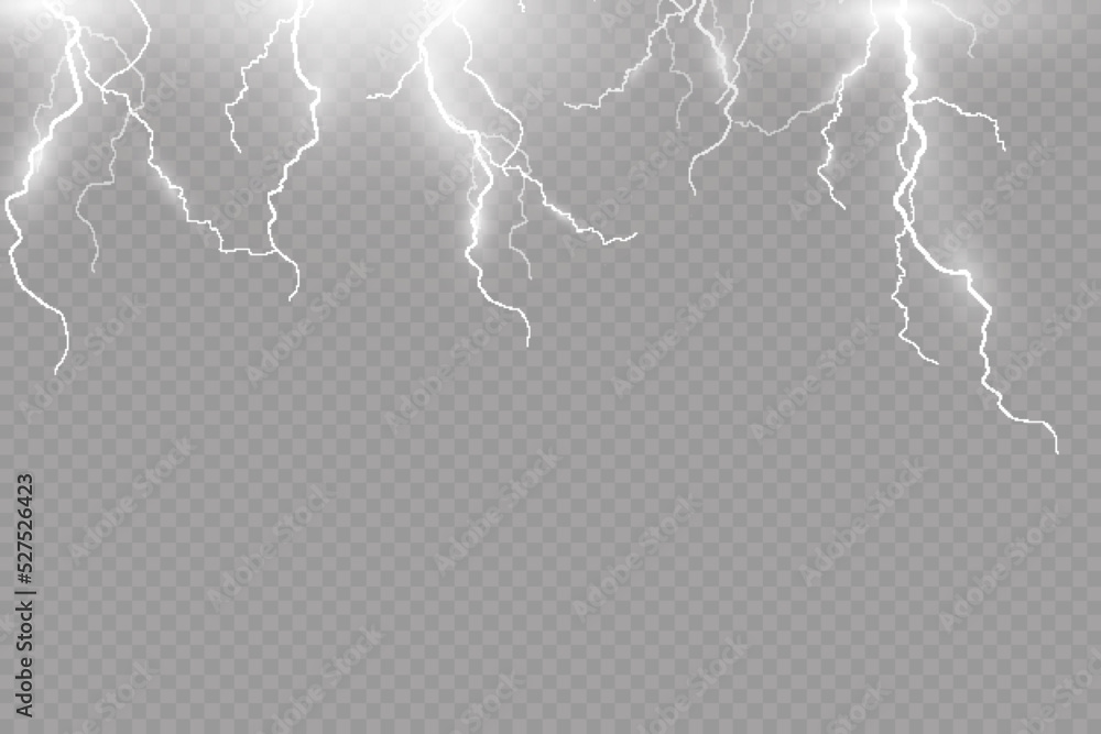 Lightning effect, thunderstorm, light effect. Electricity. Stock Vector ...