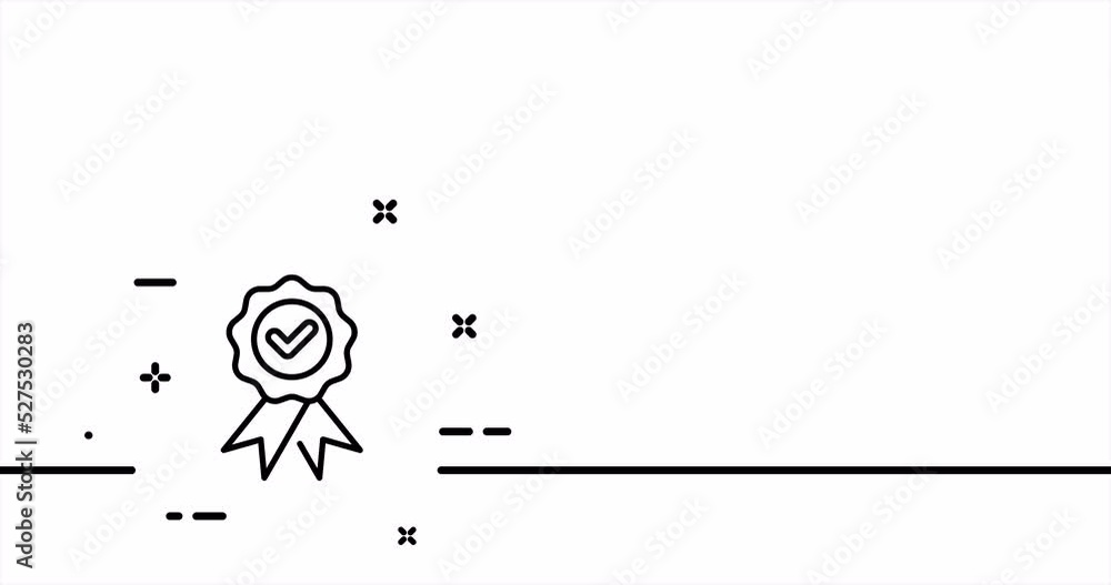 Winners badge with ribbon. Award, checkmark, tick, approved, good job ...