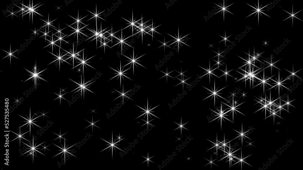 White flashing twinkling christmas stars. Isolated festive stars. Black ...