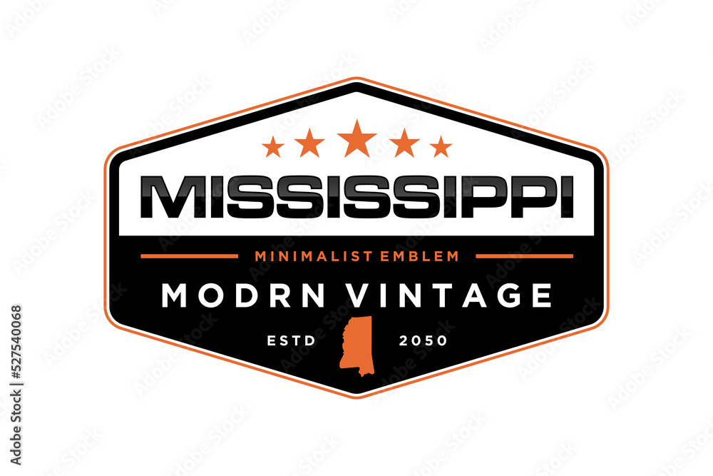 Mississippi emblem logo design badge style outine map icon symbol ...