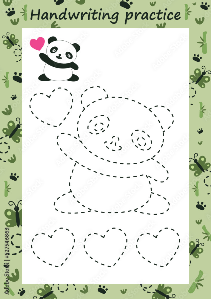 Panda. Preschool worksheet for practicing fine motor skills - tracing ...