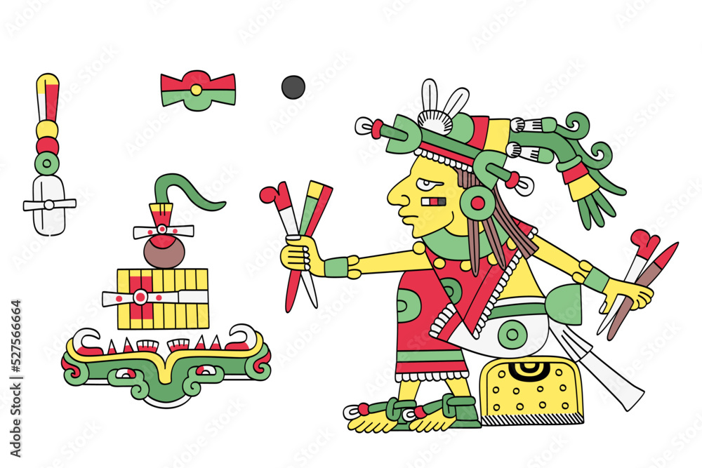 Cinteotl, Aztec god of maize, in front of the realm of the dead. Maize ...