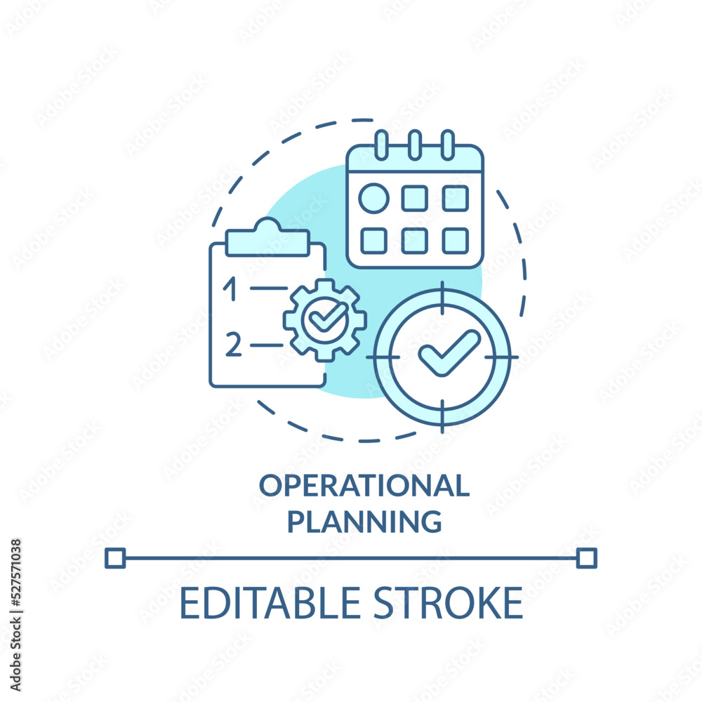 Operational planning turquoise concept icon. Tasks detalization ...