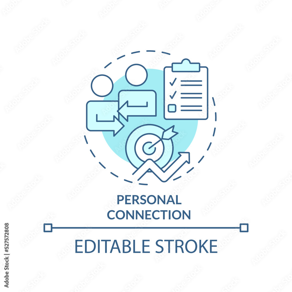 Personal connection turquoise concept icon. Team communication. Success ...